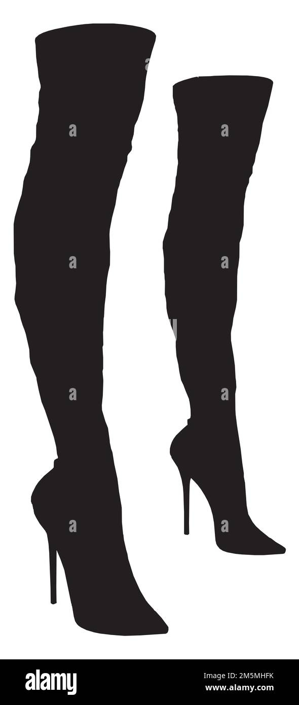 Women's Long Boots Vector. Illustration On White Background. A vector ...