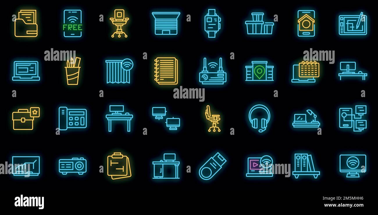Smart office space icons set. Outline set of smart office space vector ... Smart office space icons set. Outline set of smart office space vector ...
