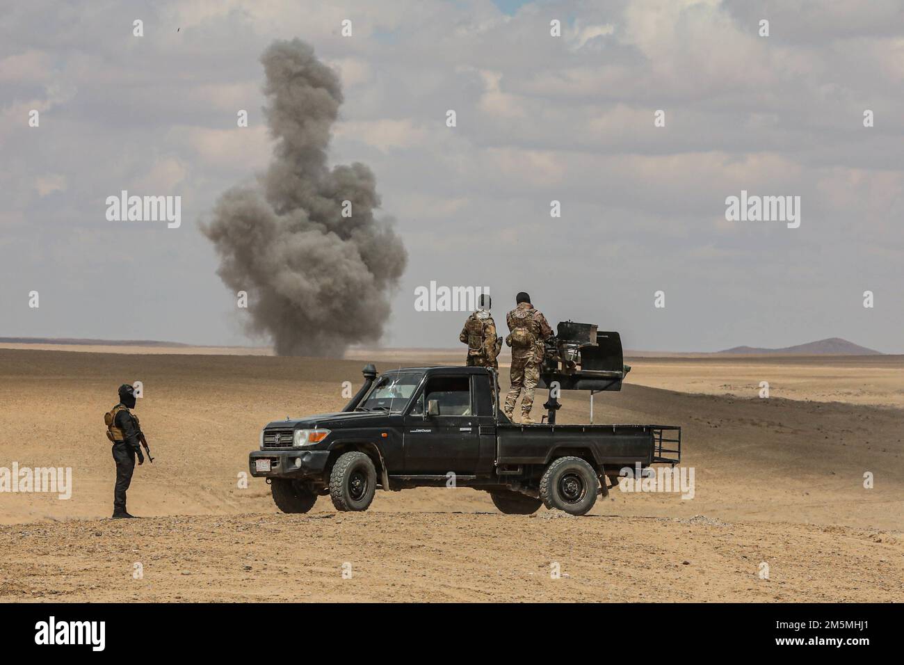Syrian Defense Forces (SDF) conduct a live fire exercise alongside U.S ...
