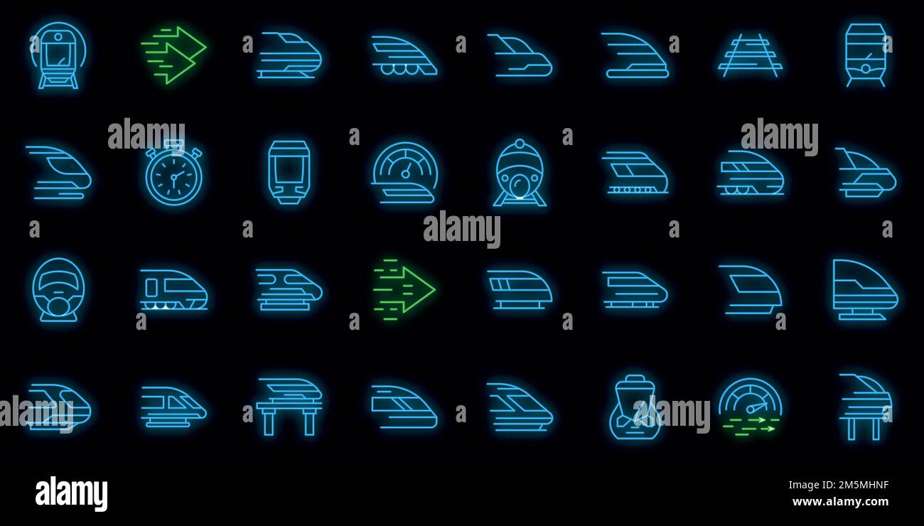 High-speed transportation icons set. Outline set of high-speed ...