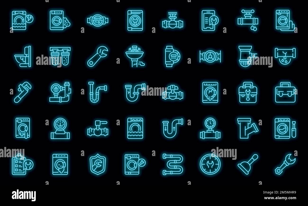 Washing machine repair icons set. Outline set of washing machine repair ...