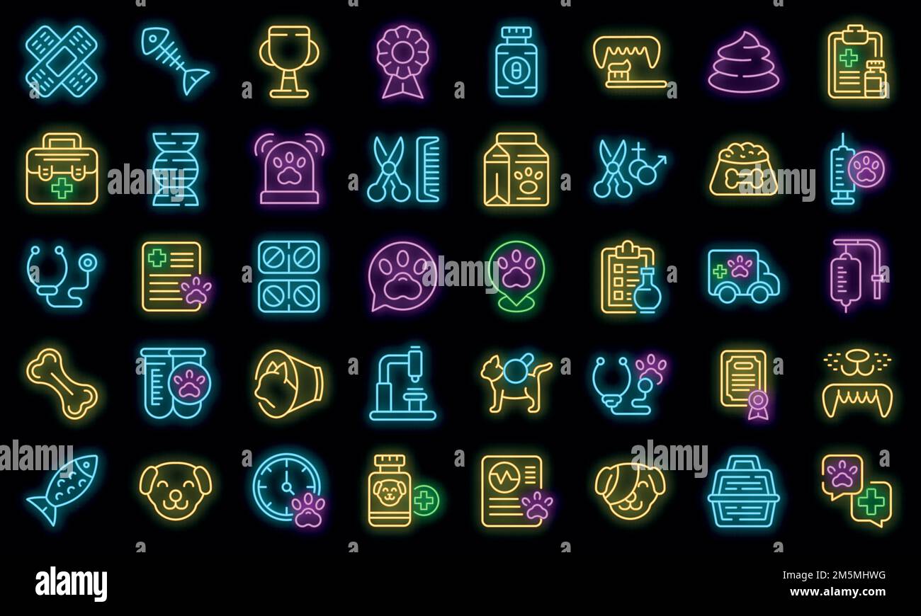 Veterinary clinic icons set. Outline set of veterinary clinic vector ...