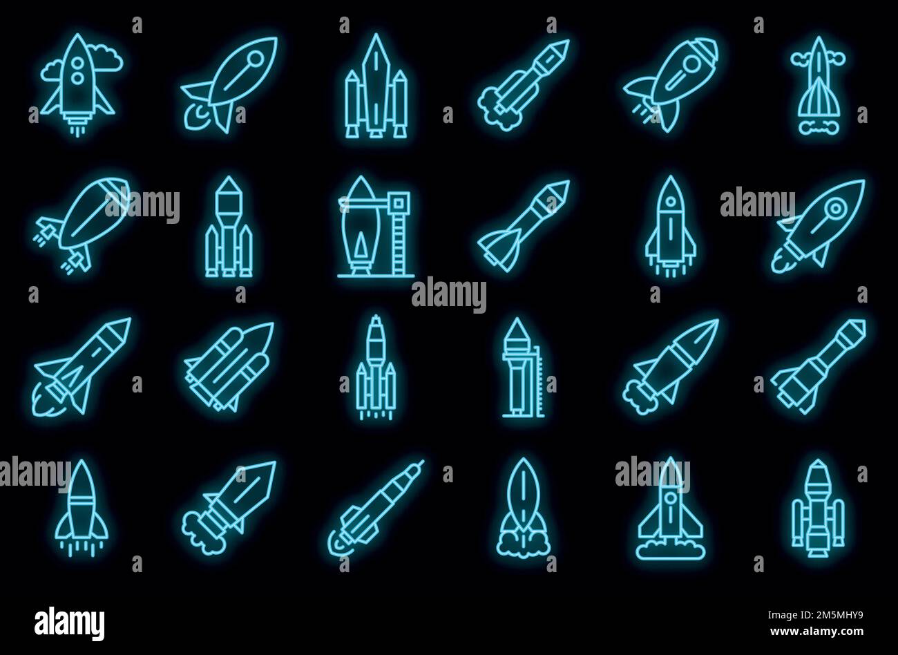 Spacecraft launch icons set. Outline set of spacecraft launch vector ...