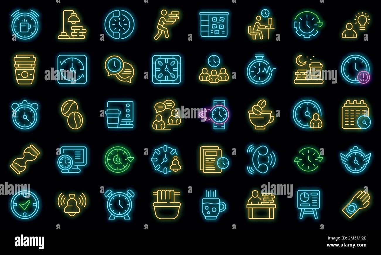 Late work icon. Outline late work vector icon neon color on black Stock ...