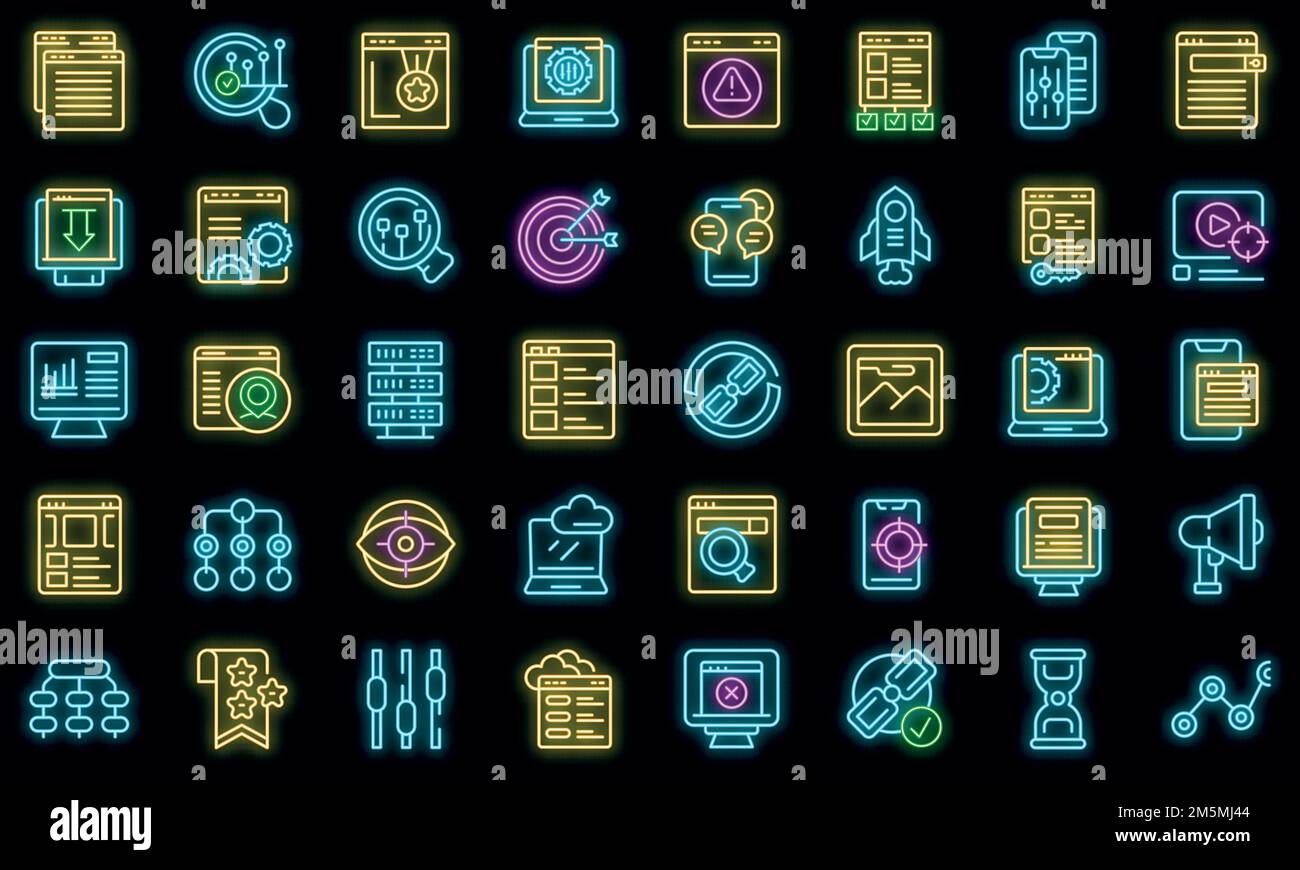 Search engine optimization icons set. Outline set of search engine ...
