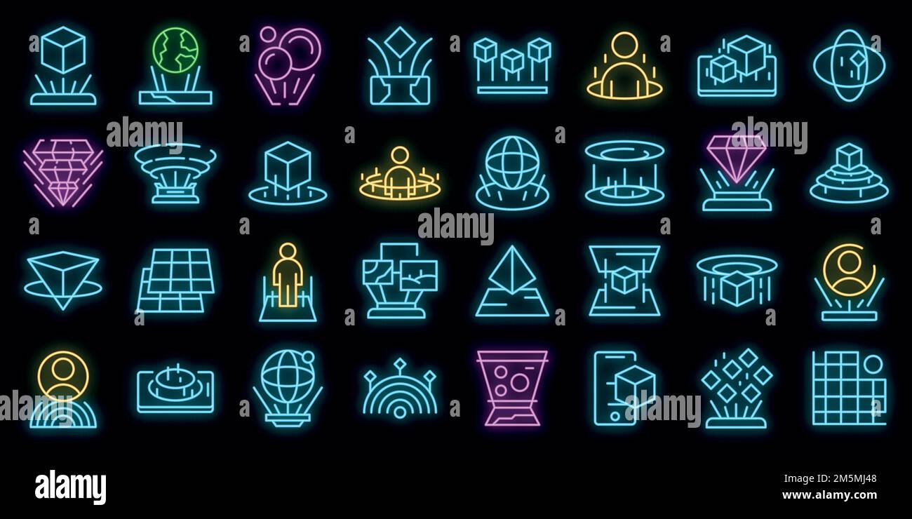 Hologram projection icon. Outline hologram projection vector icon neon ...