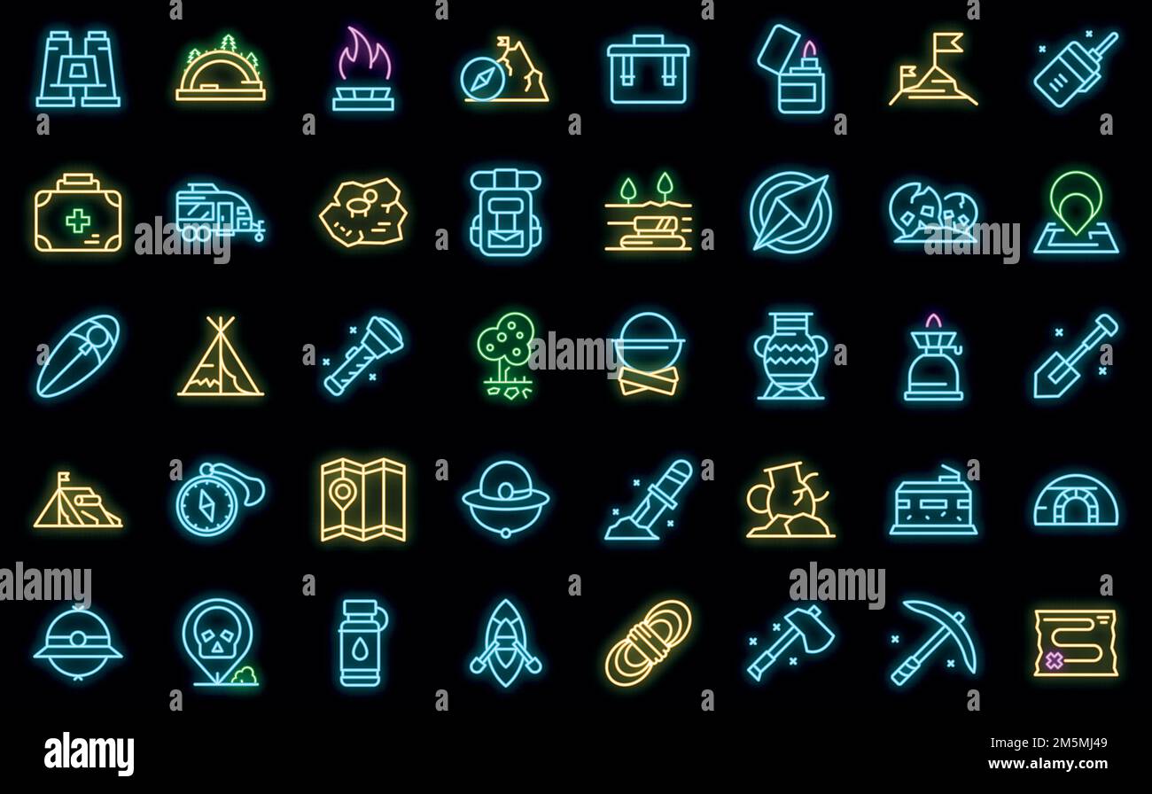 Expedition icon. Outline expedition vector icon neon color on black ...