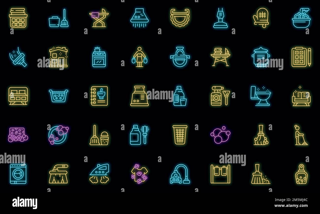 Housewife icon. Outline housewife vector icon neon color on black Stock ...