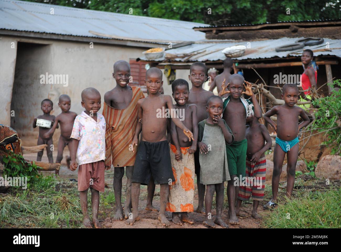 Group of young african Benin boys Stock Photo - Alamy