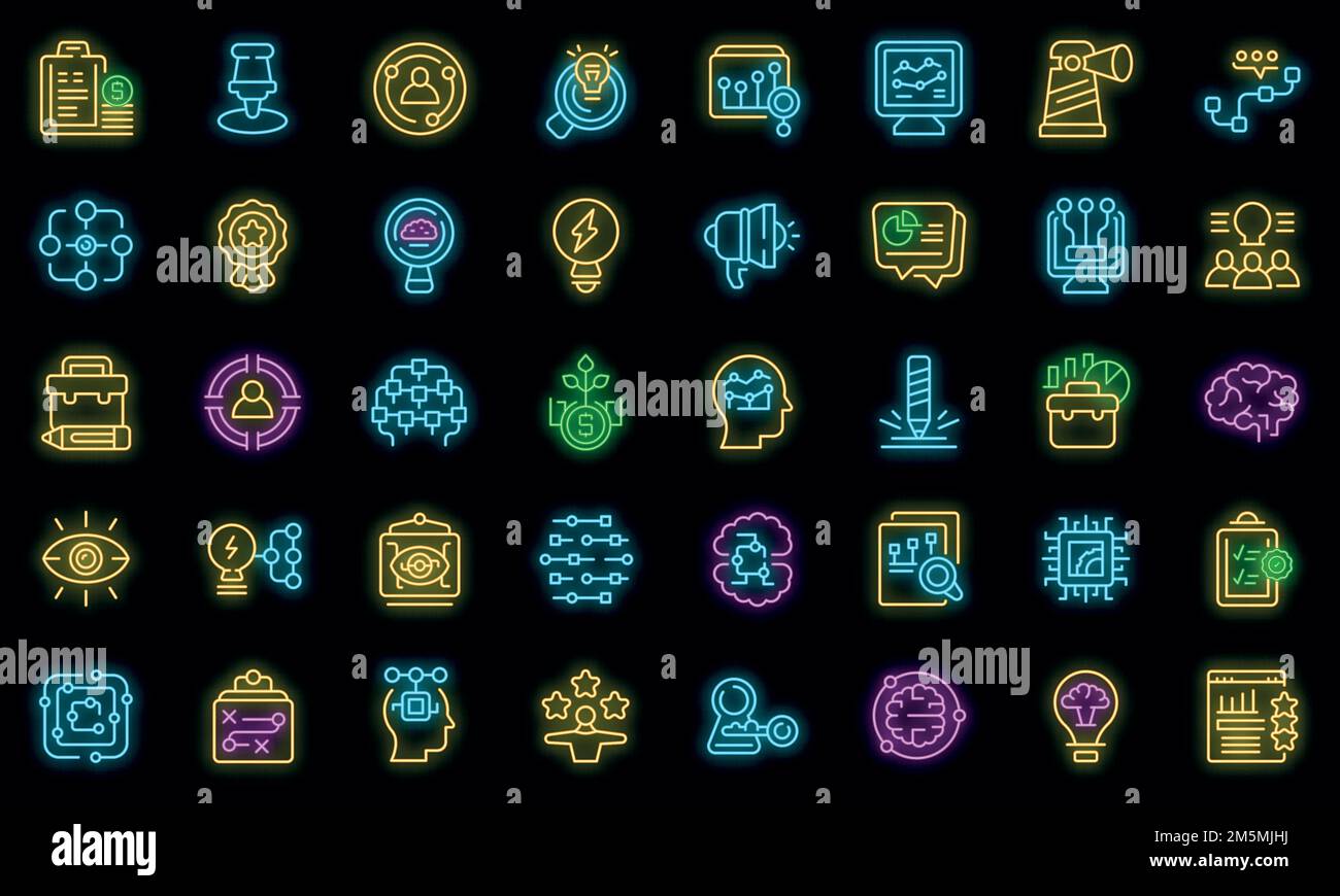 Insight icons set outline vector. Generation brainstorm. Curiosity ...