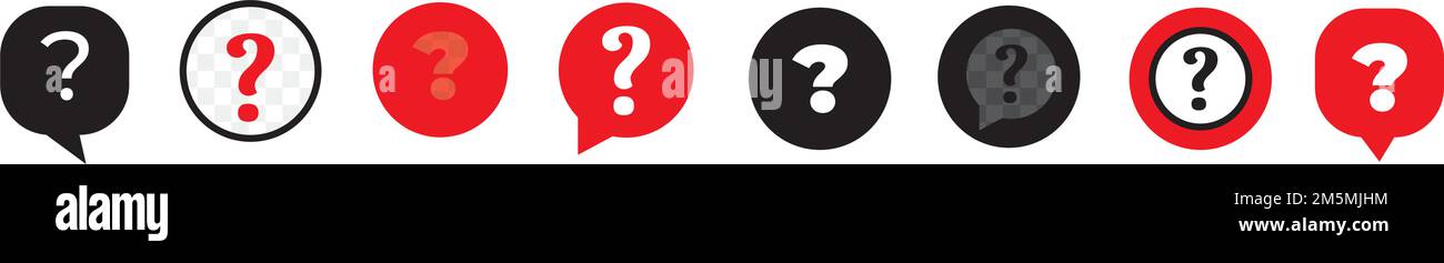 A panoramic vector set of question marks in red and black colors Stock ...