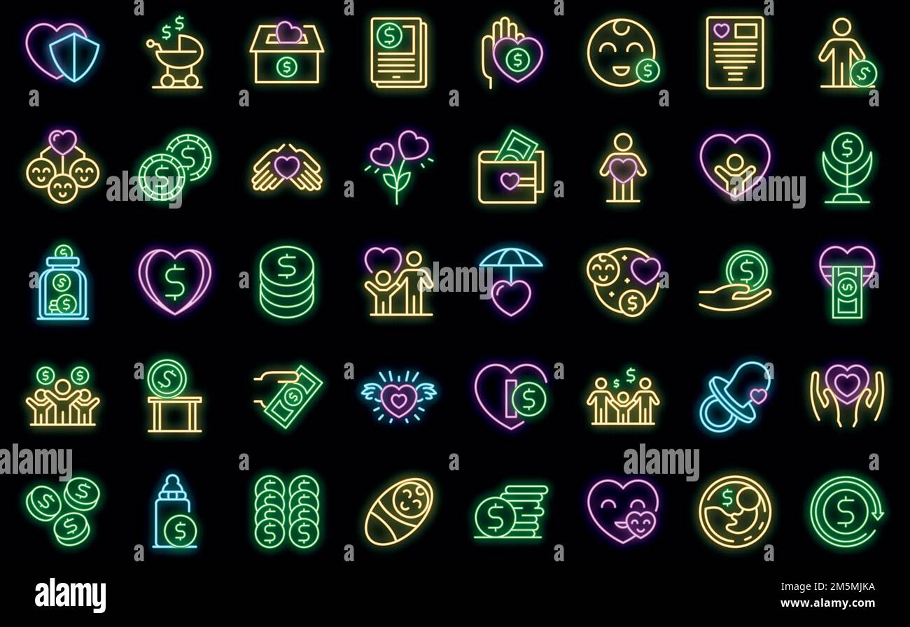 Child support icons set outline vector. Family childcare. Adoption ...