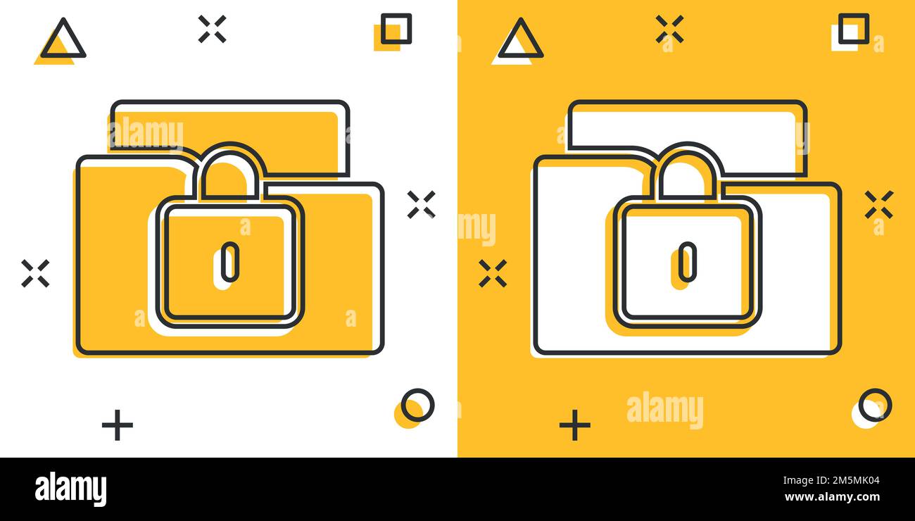 Files folder permission icon in comic style. Document access cartoon ...