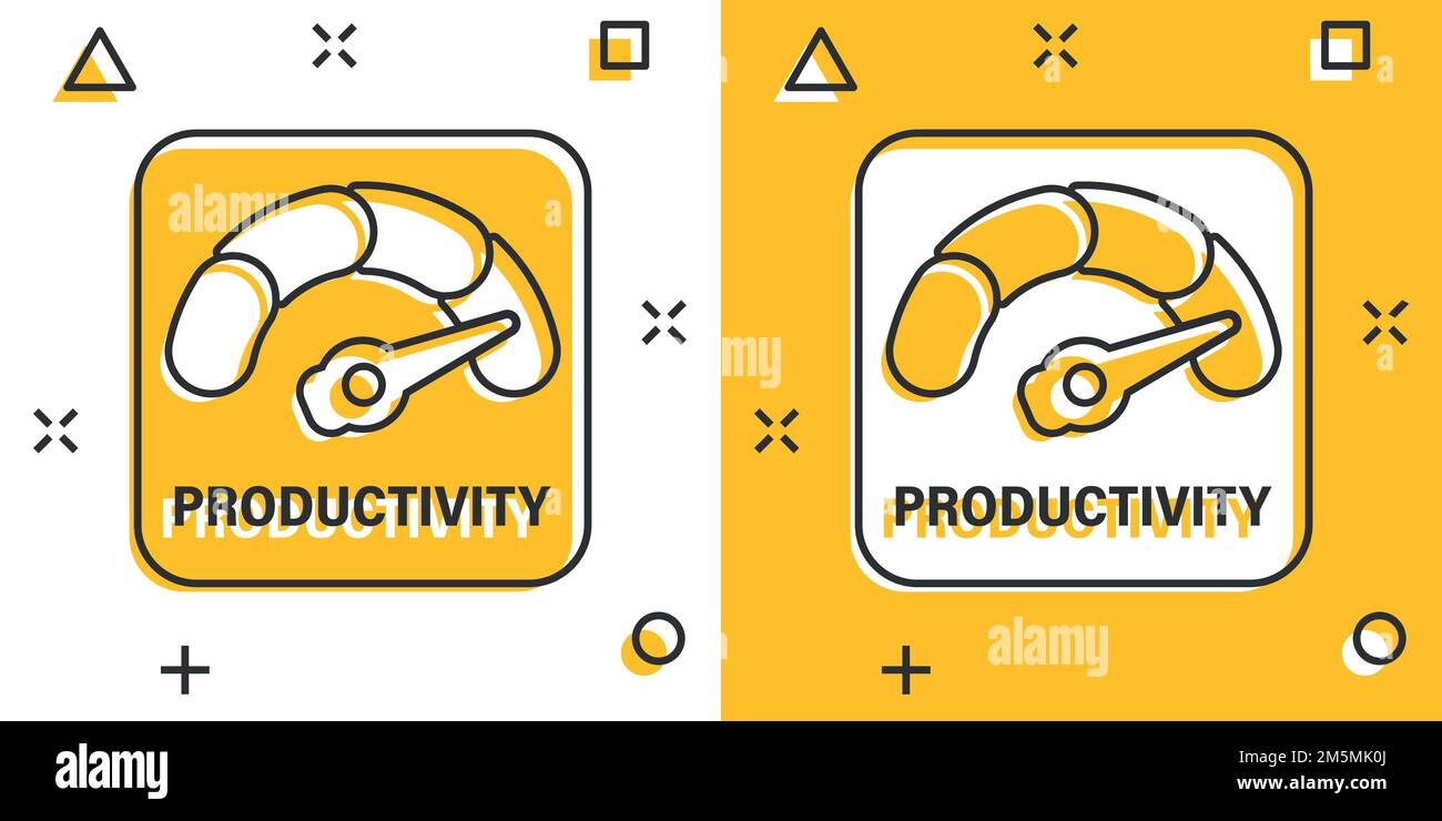 Productivity icon in comic style. Process strategy cartoon vector ...