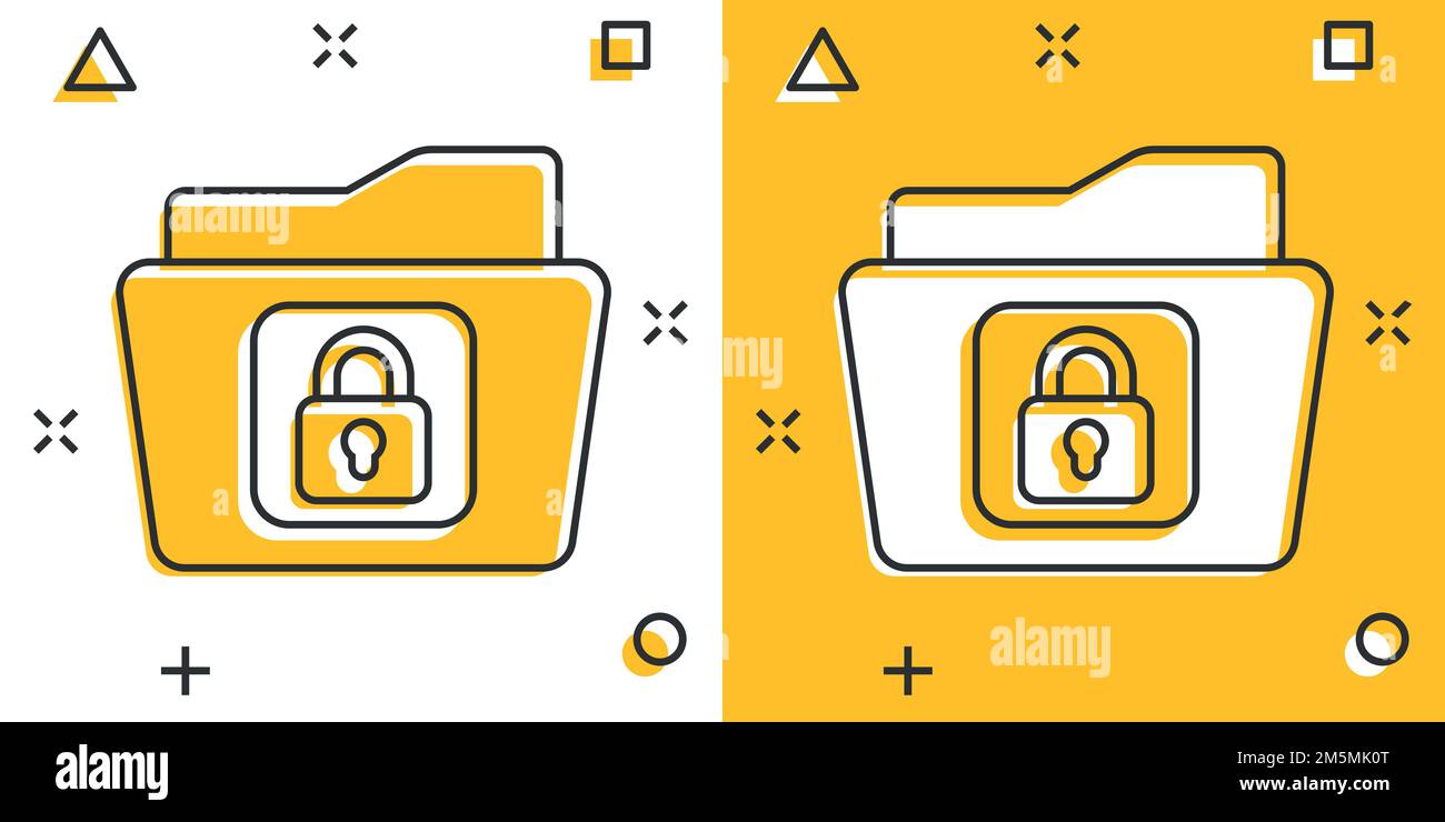 Files folder permission icon in comic style. Document access cartoon ...