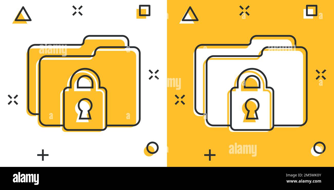 Files folder permission icon in comic style. Document access cartoon ...