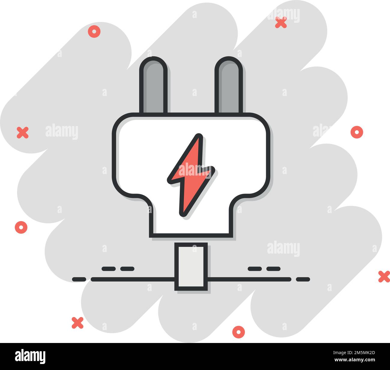 Electric plug icon in comic style. Power adapter cartoon vector ...