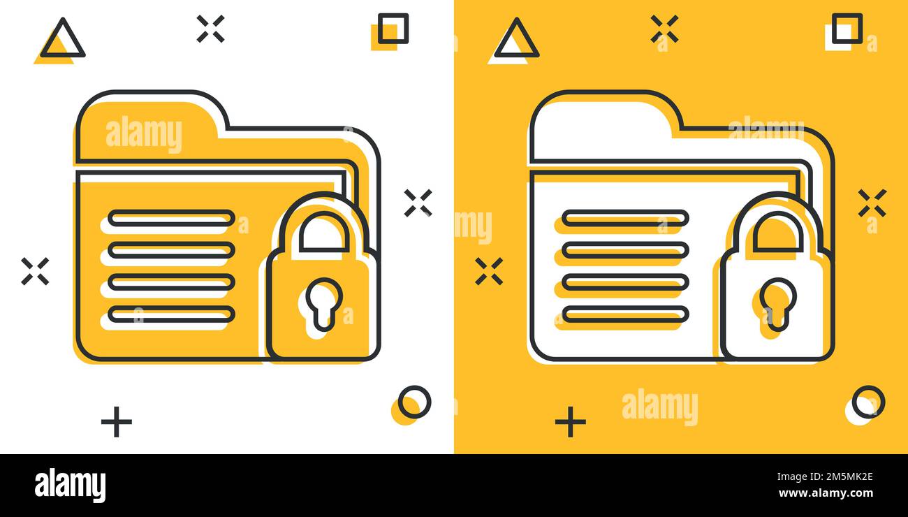 Files folder permission icon in comic style. Document access cartoon ...