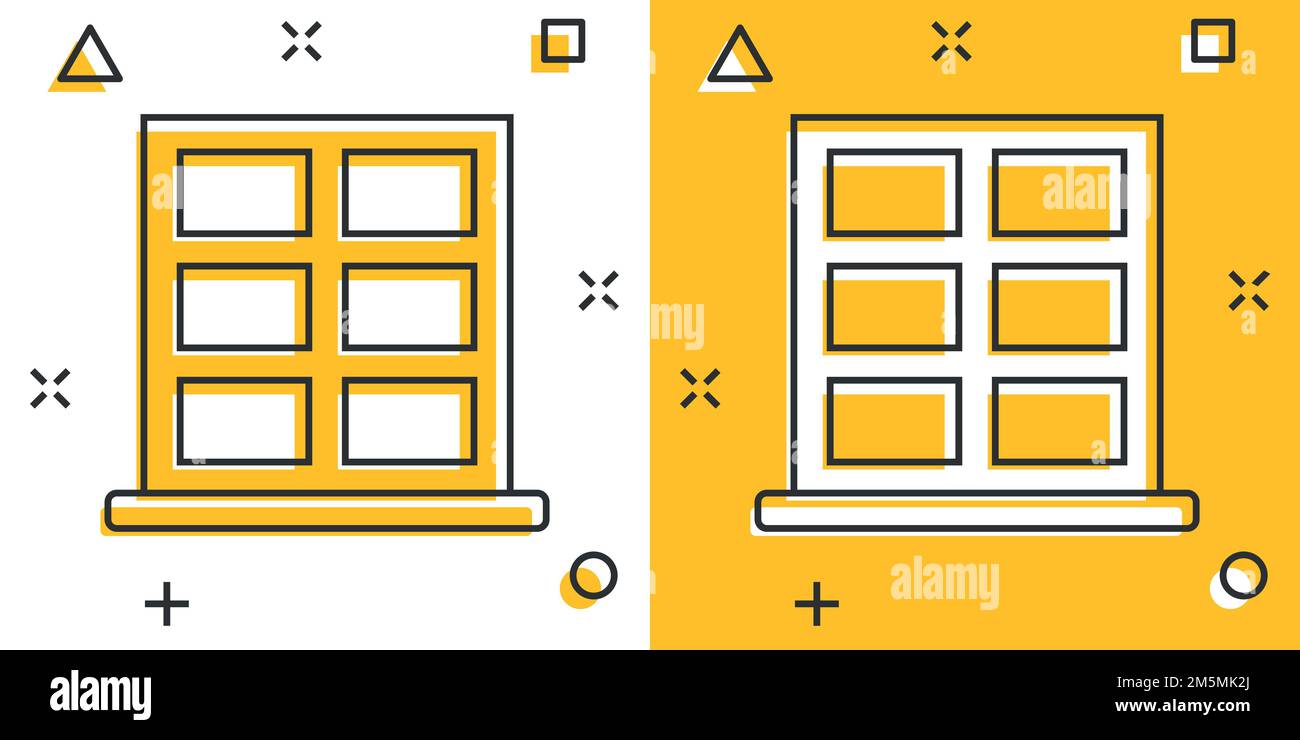 Window icon in comic style. Casement cartoon vector illustration on ...