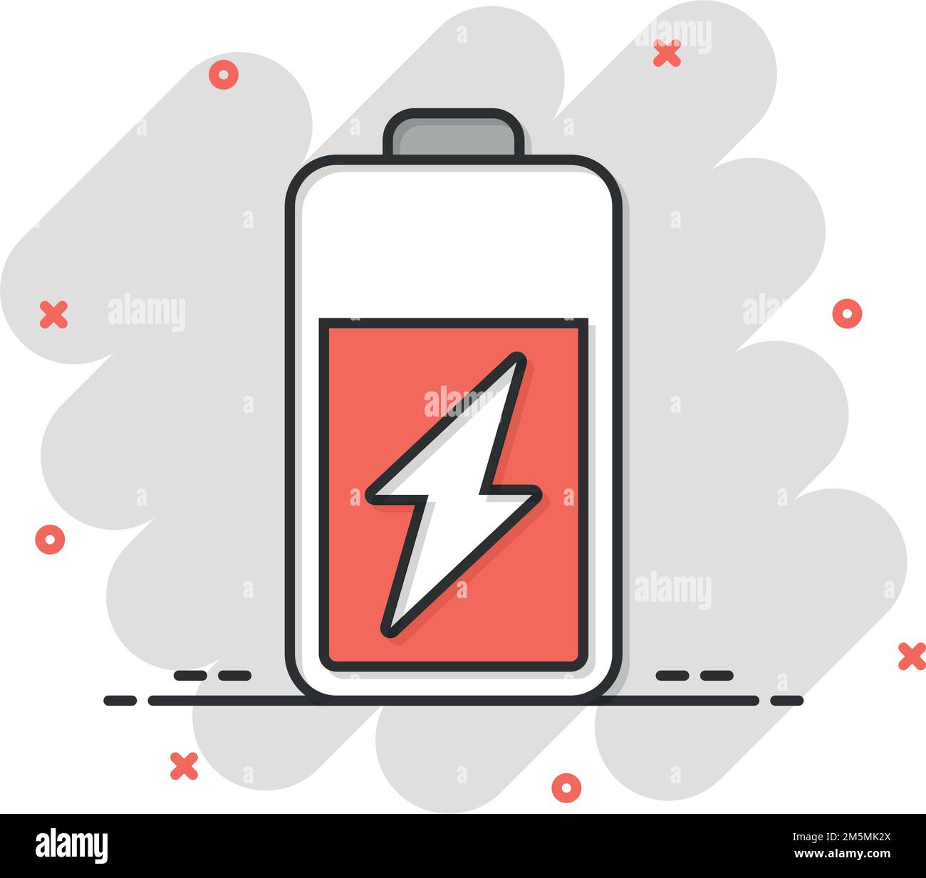 Battery icon in comic style. Accumulator cartoon vector illustration on ...