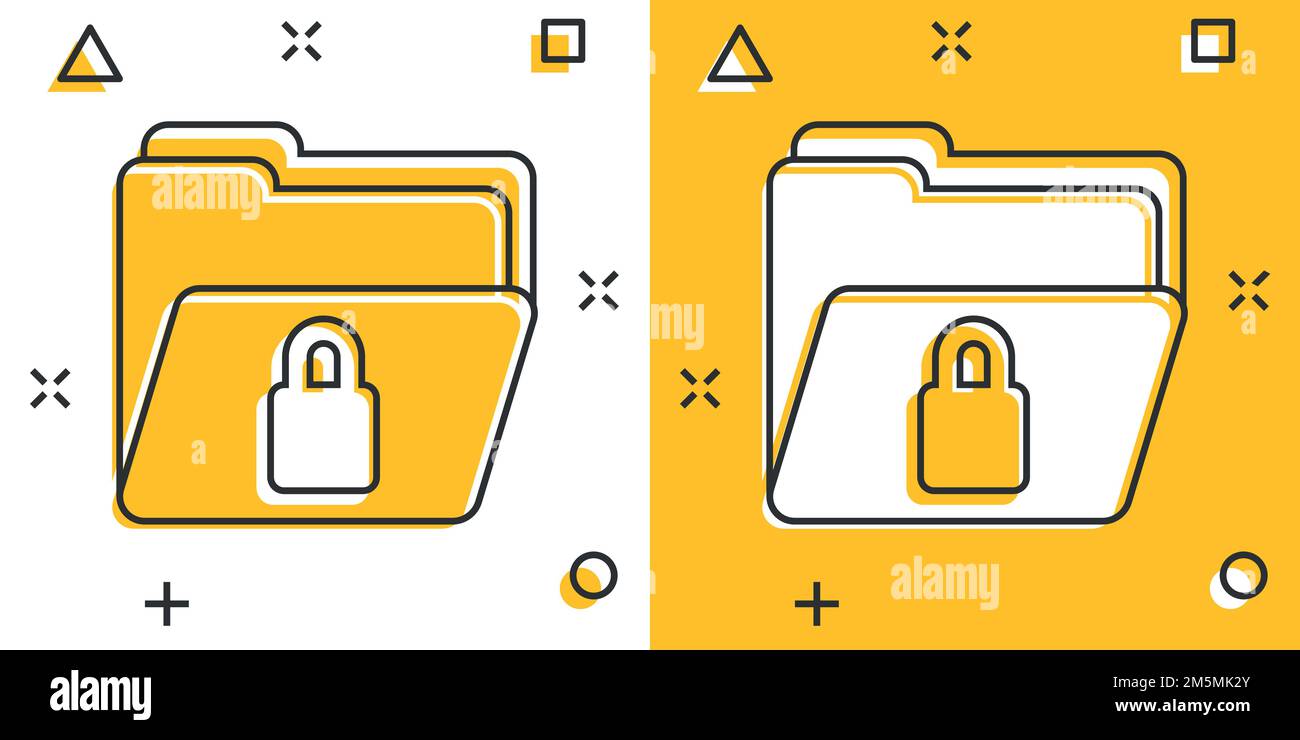 Files folder permission icon in comic style. Document access cartoon ...