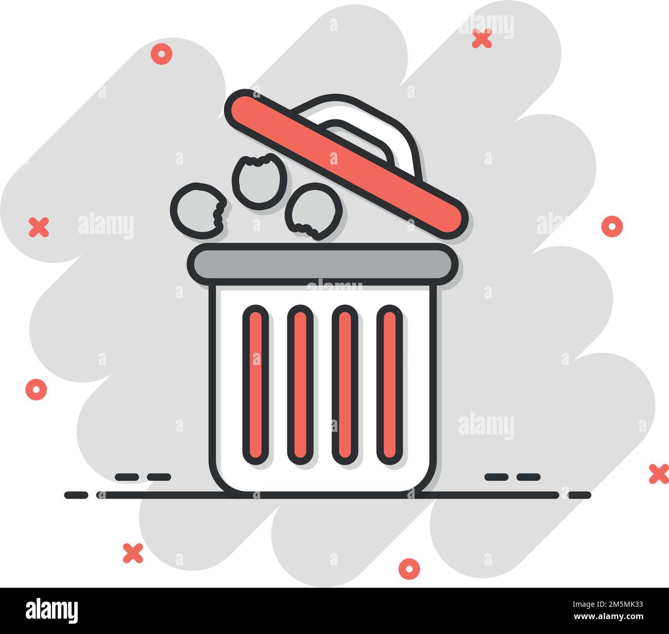 Garbage bin icon in comic style. Recycle cartoon vector illustration on ...