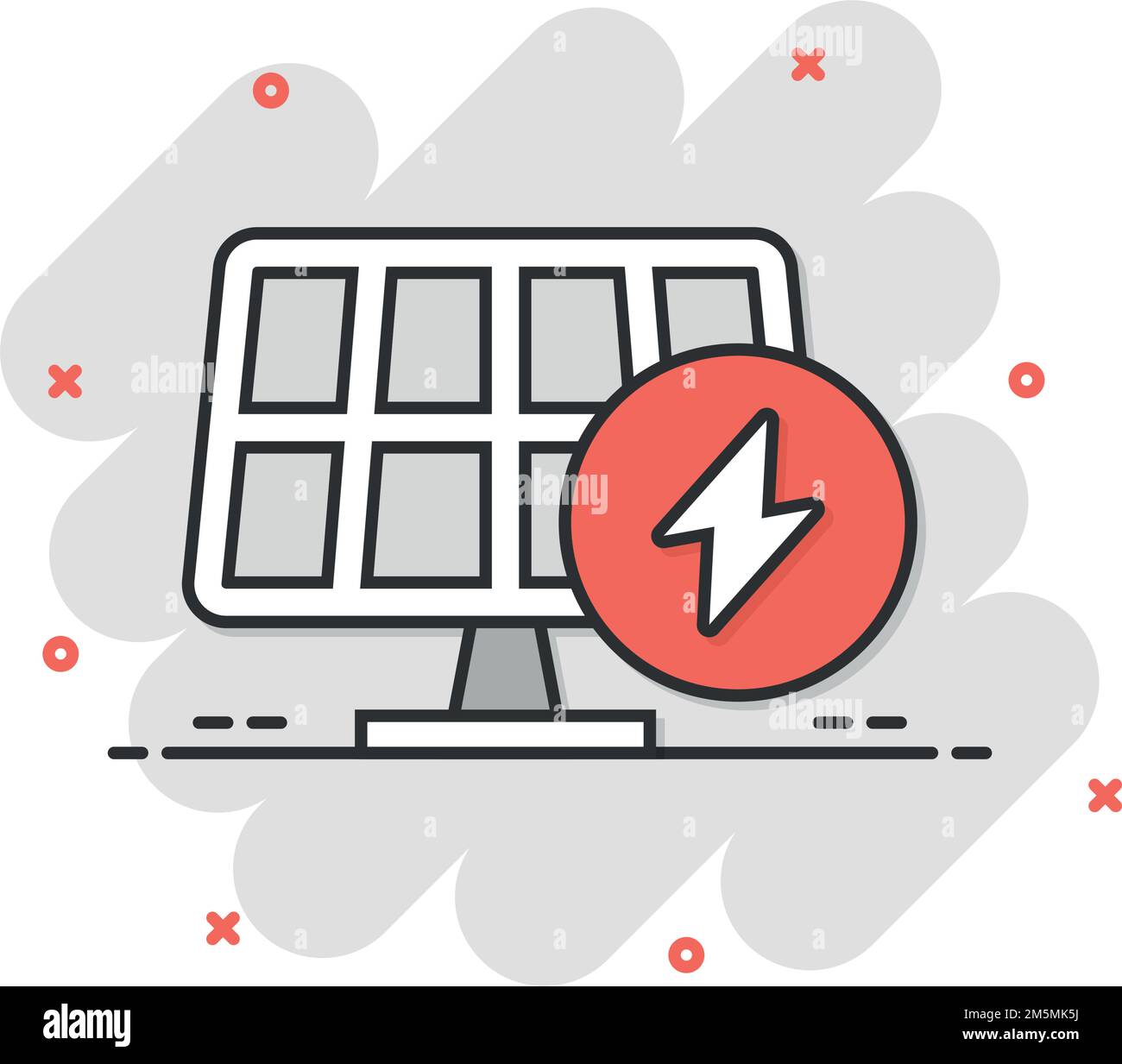 Solar panel icon in comic style. Ecology energy cartoon vector ...