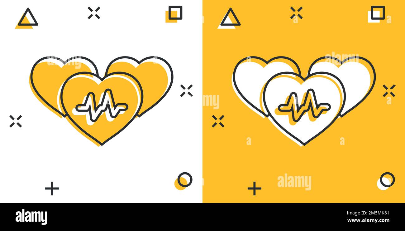 Arterial blood pressure icon in comic style. Heartbeat monitor cartoon ...
