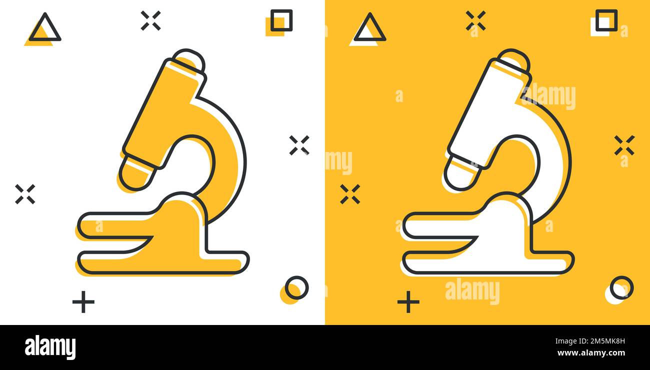 Microscope icon in comic style. Laboratory magnifier cartoon vector ...