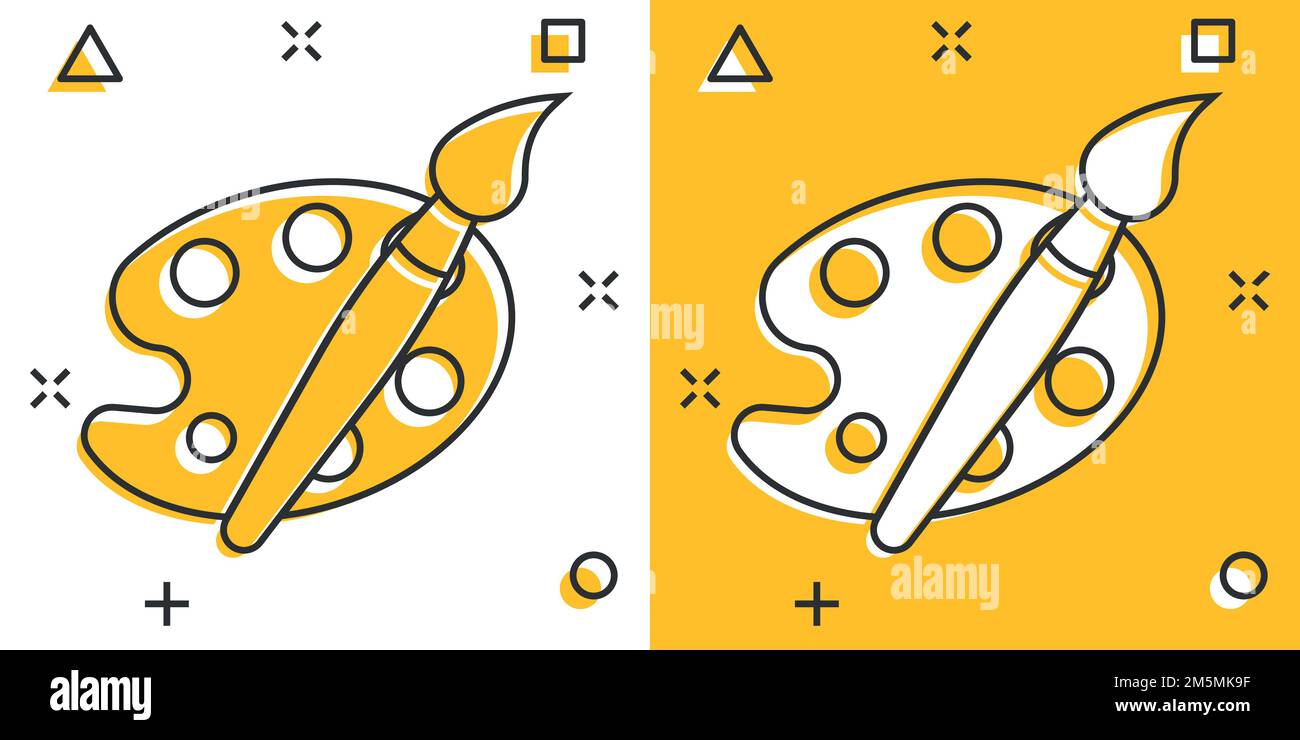 Artist's palette in comic style. Painter's tools cartoon vector ...