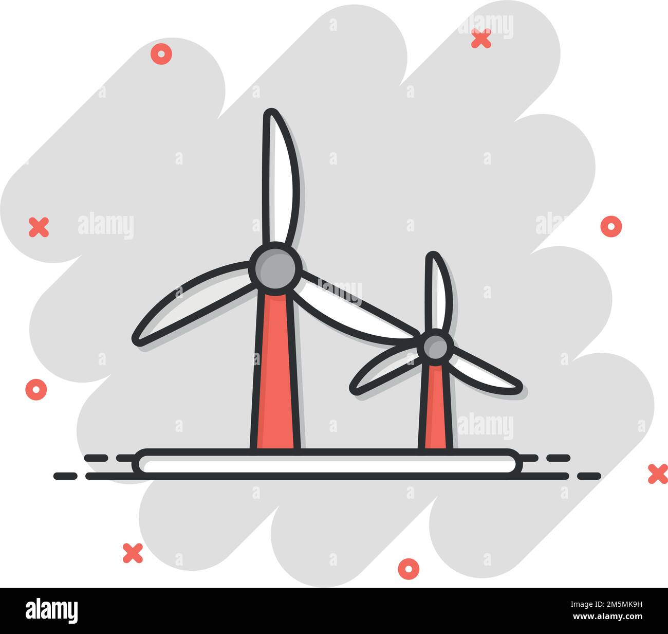 Wind power plant icon in comic style. Turbine cartoon vector ...