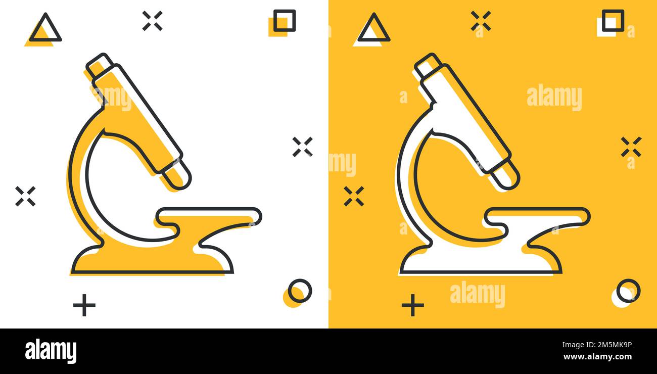 Microscope icon in comic style. Laboratory magnifier cartoon vector ...