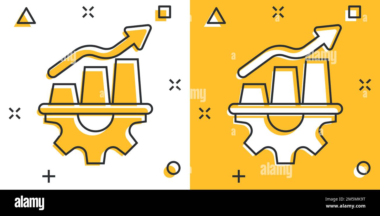 Productivity icon in comic style. Process strategy cartoon vector ...
