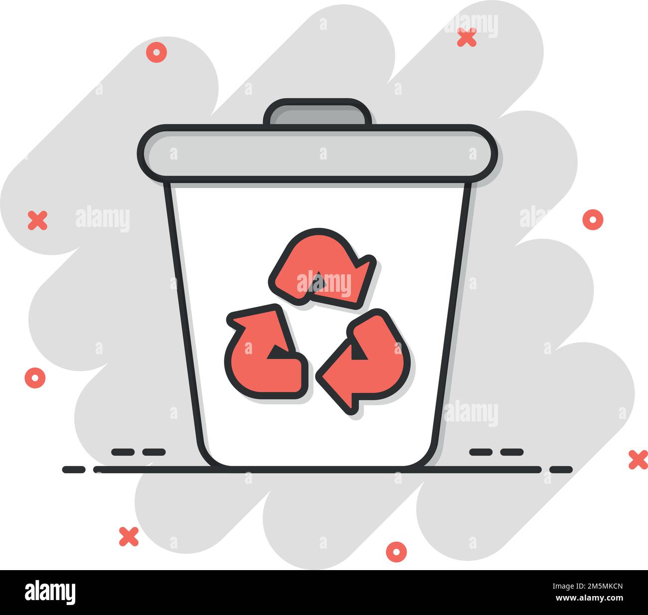 Garbage bin icon in comic style. Recycle cartoon vector illustration on ...