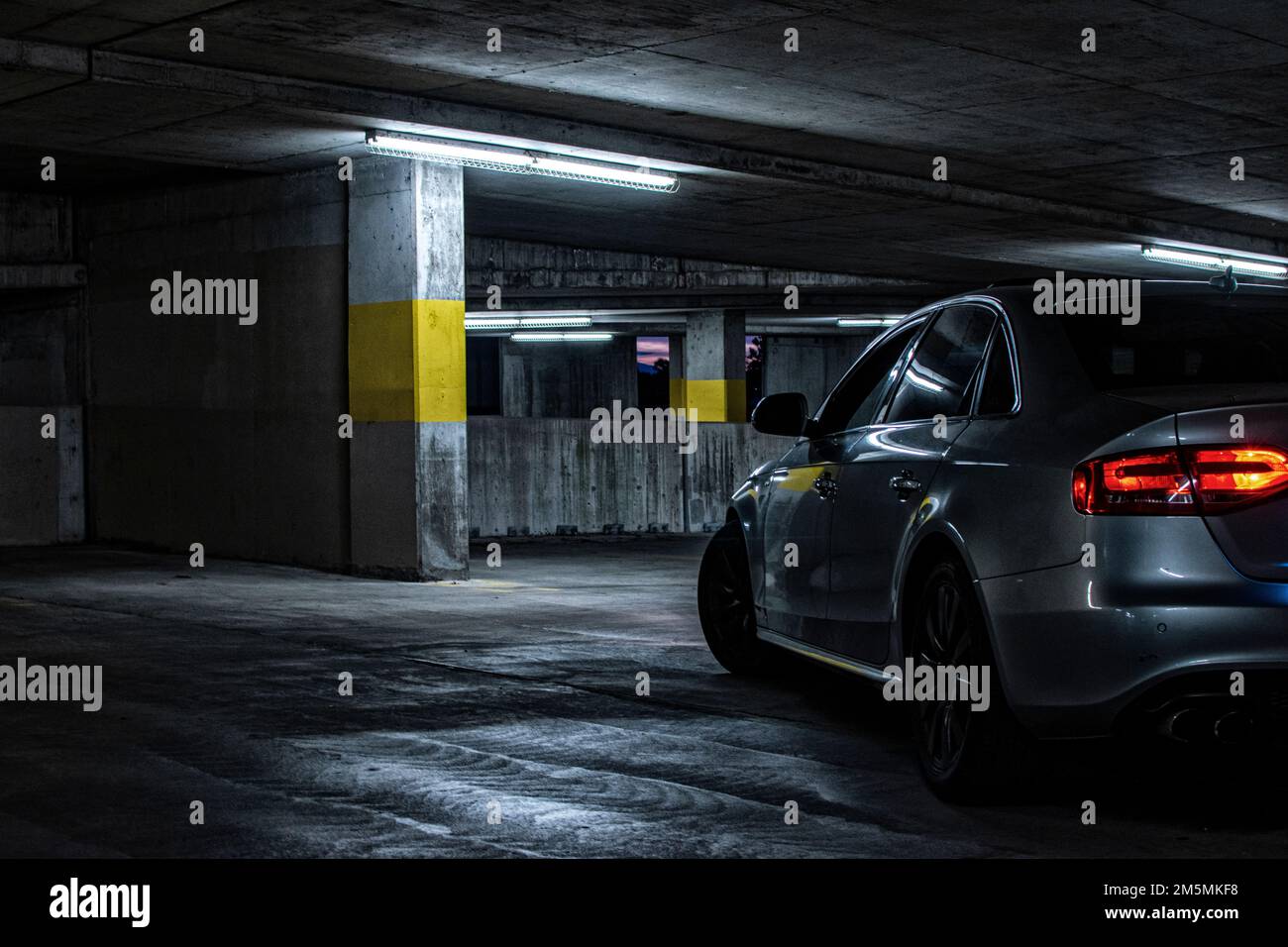 A rear view of an Audi S4 in a parking garage Stock Photo - Alamy