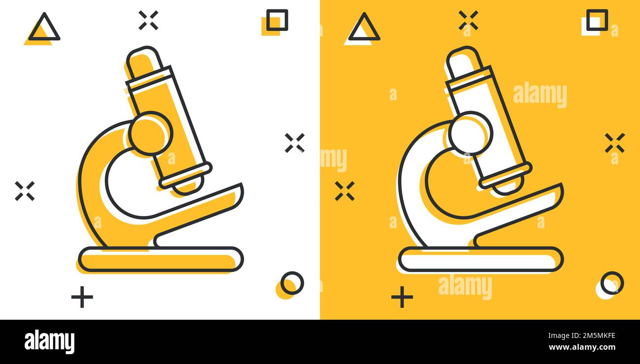 Microscope icon in comic style. Laboratory magnifier cartoon vector ...