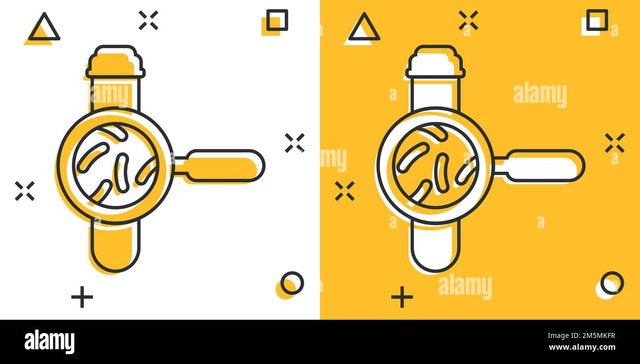 Blood test tube icon in comic style. Hematology cartoon vector ...