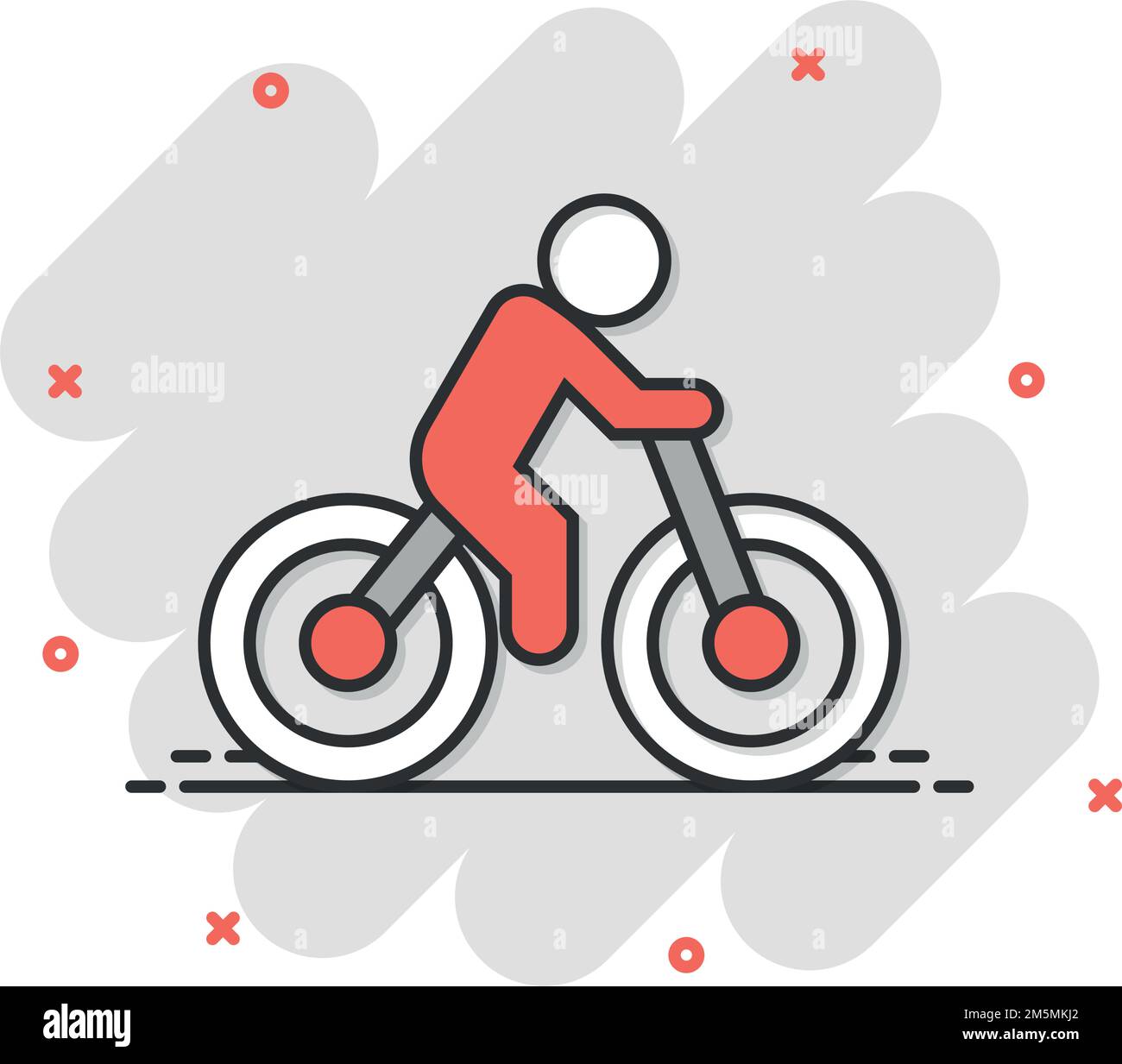 Bicycle icon in comic style. Bike with people cartoon vector ...