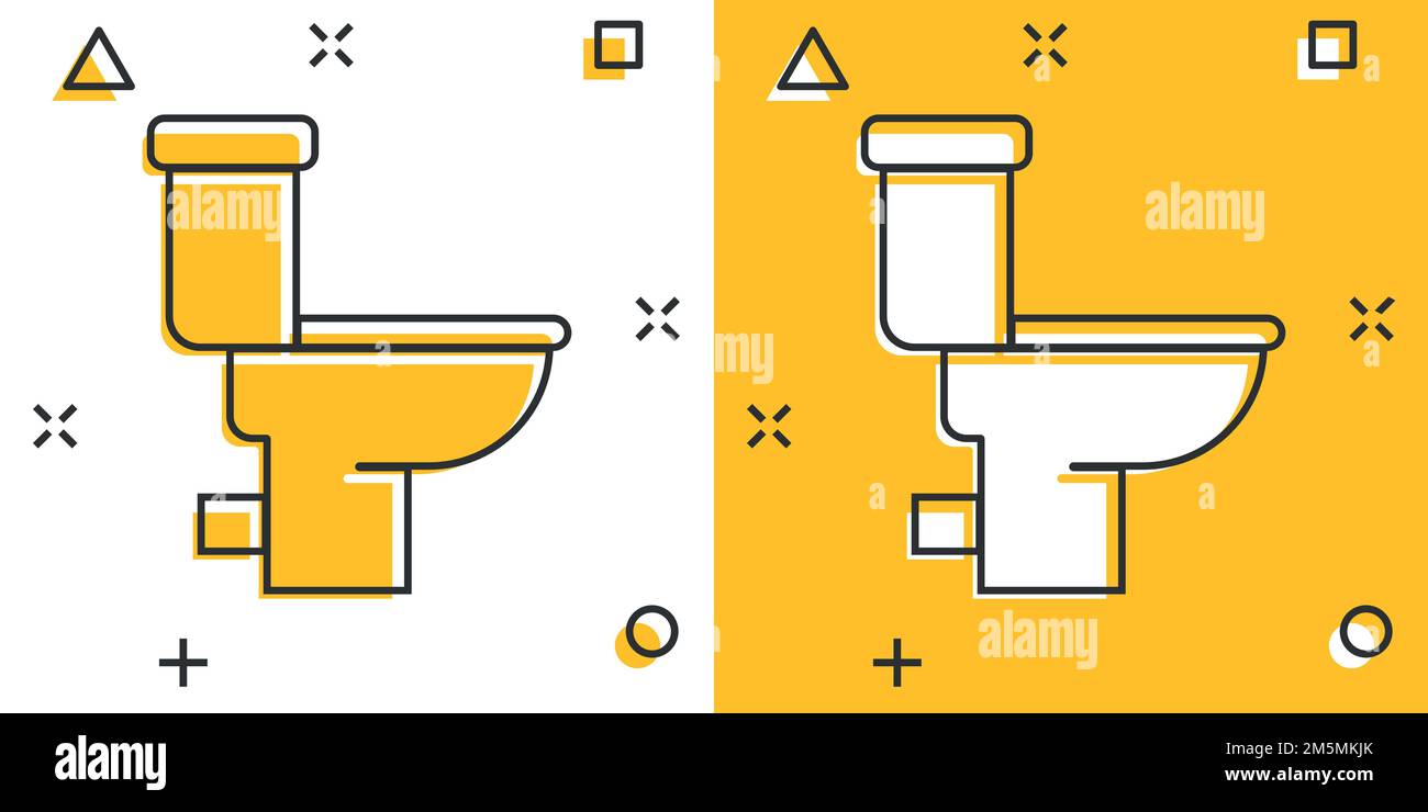 Toilet bowl icon in comic style. Hygiene cartoon vector illustration on ...