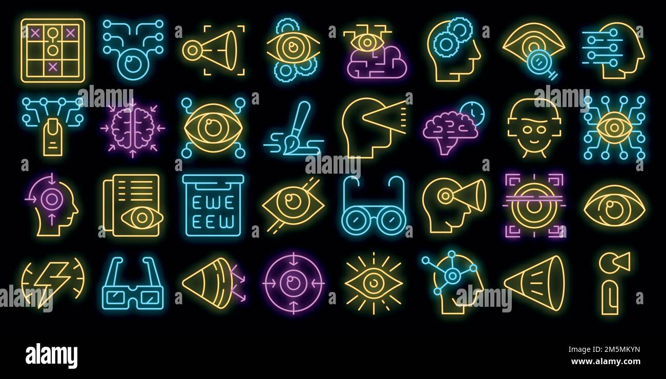 Visual perception icons set outline vector. Future trendy. Augmented ...