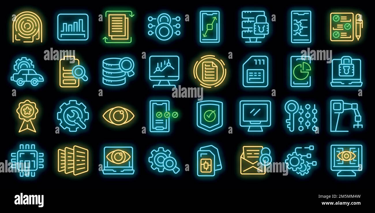 Technical overview icons set outline vector. Camera specification. Dual memory Stock Vector ...