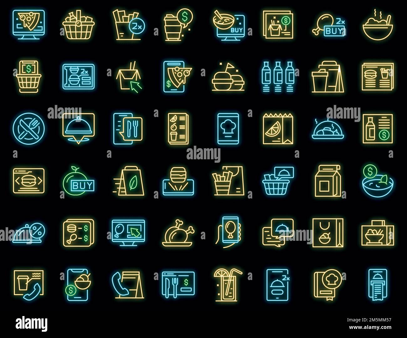 Online food ordering icons set outline vector. Delivery drink. Tasty away food Stock Vector ...