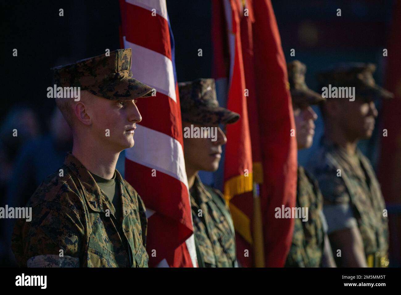U.S. Marines from Marine Corps Base Quantico Color Guard prepares to ...