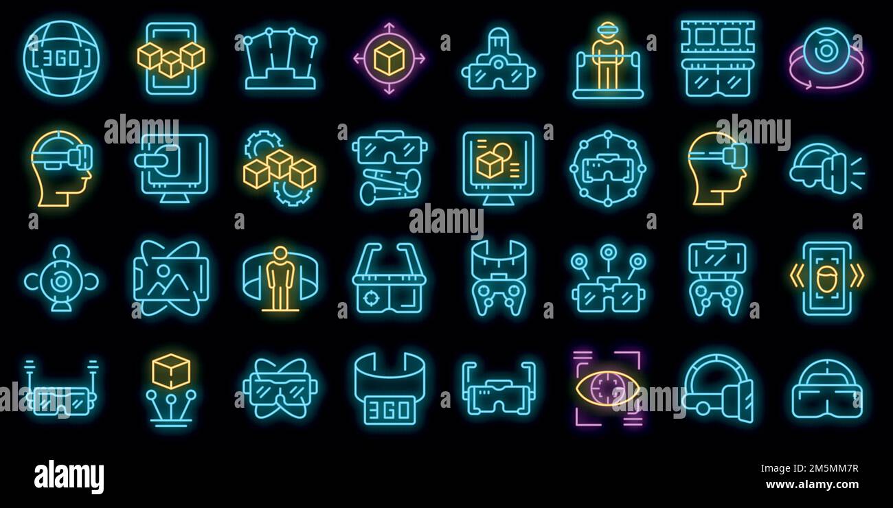 Vr platform icon. Outline vr platform vector icon neon color on black ...