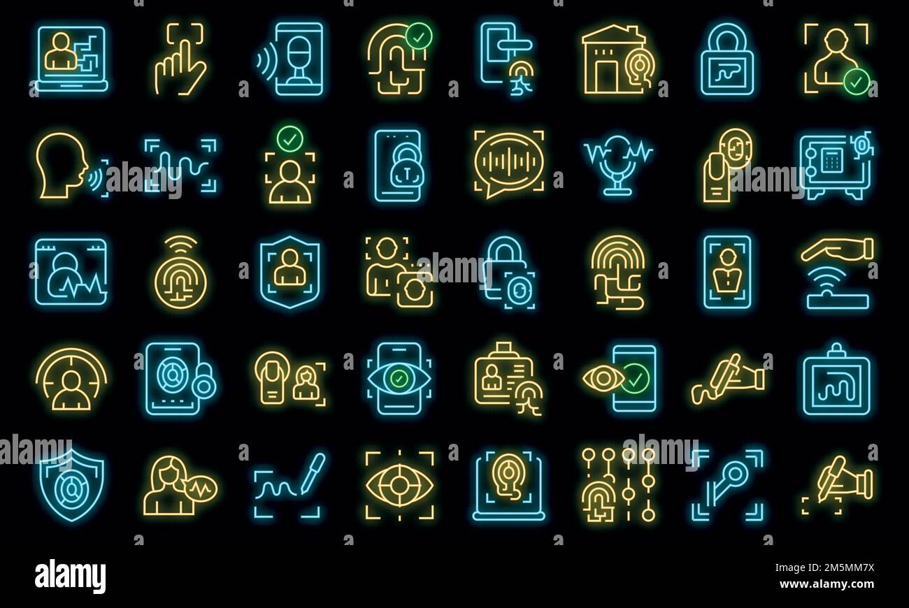 Handwriting Identification Icons Set Outline Vector Access Approve