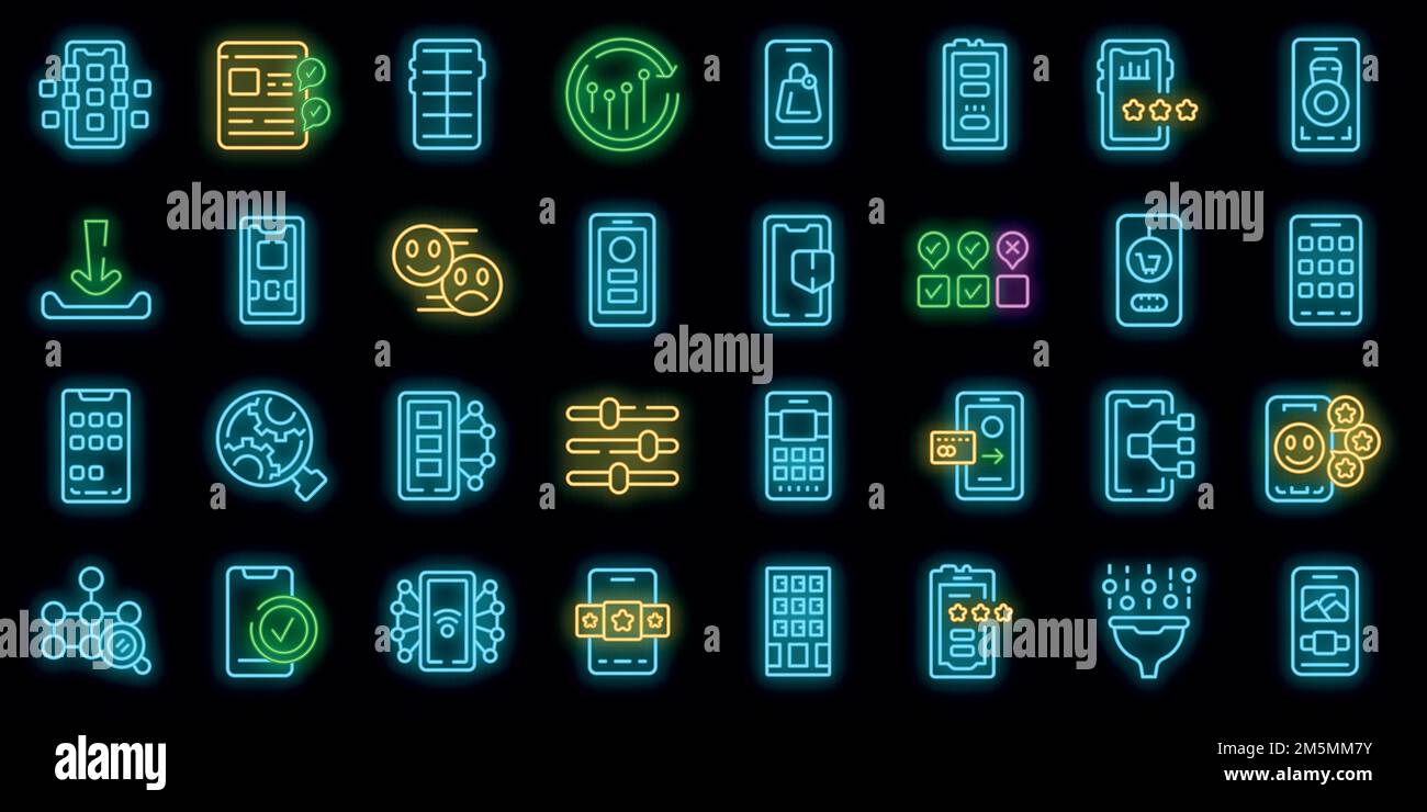 Mobile apps icons set outline vector. Customer phone. Social experience ...