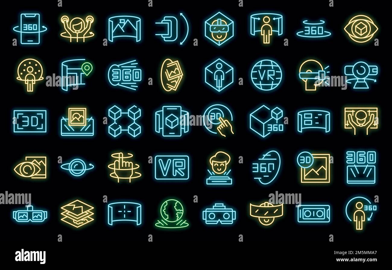 Virtual tour icons set outline vector. Video arrow. App design Stock ...