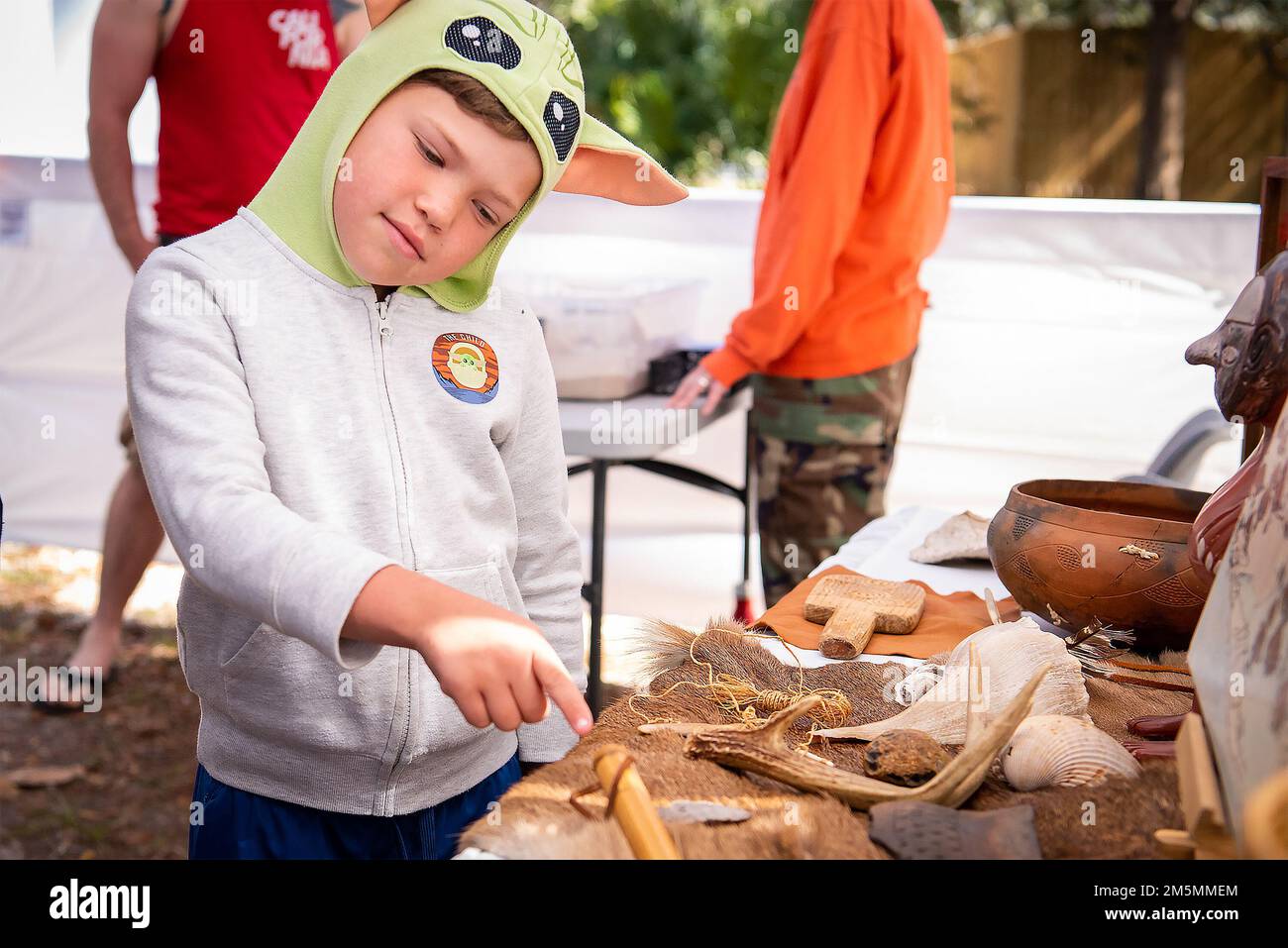 A young boy learns about local historic artifacts at the Eglin ...