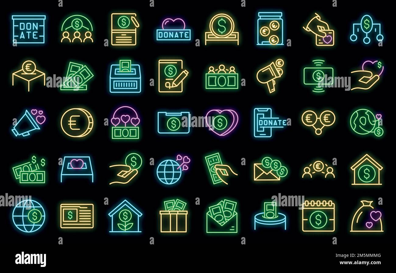 Fundraising icons set outline vector. Contribute donate. Charitable ...