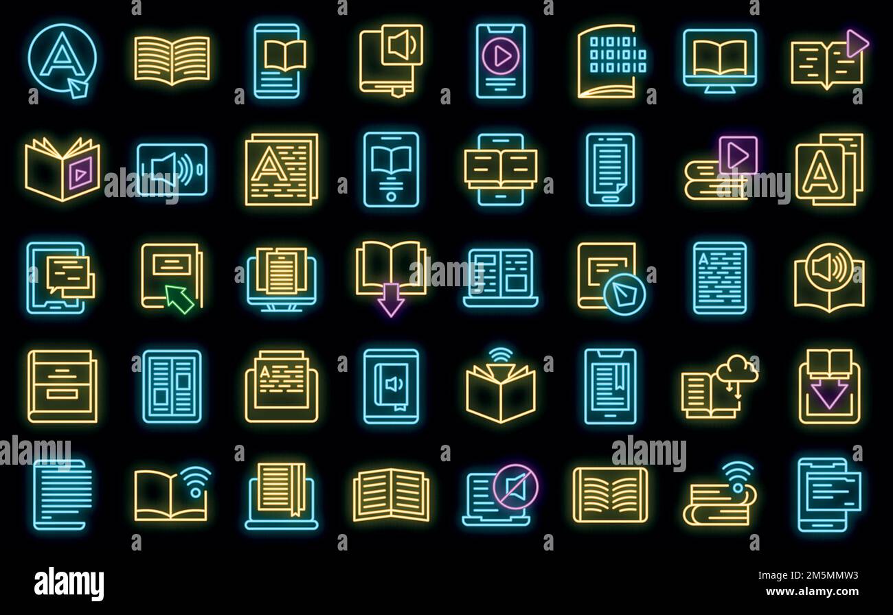 Digital reading icons set hi-res stock photography and images - Alamy